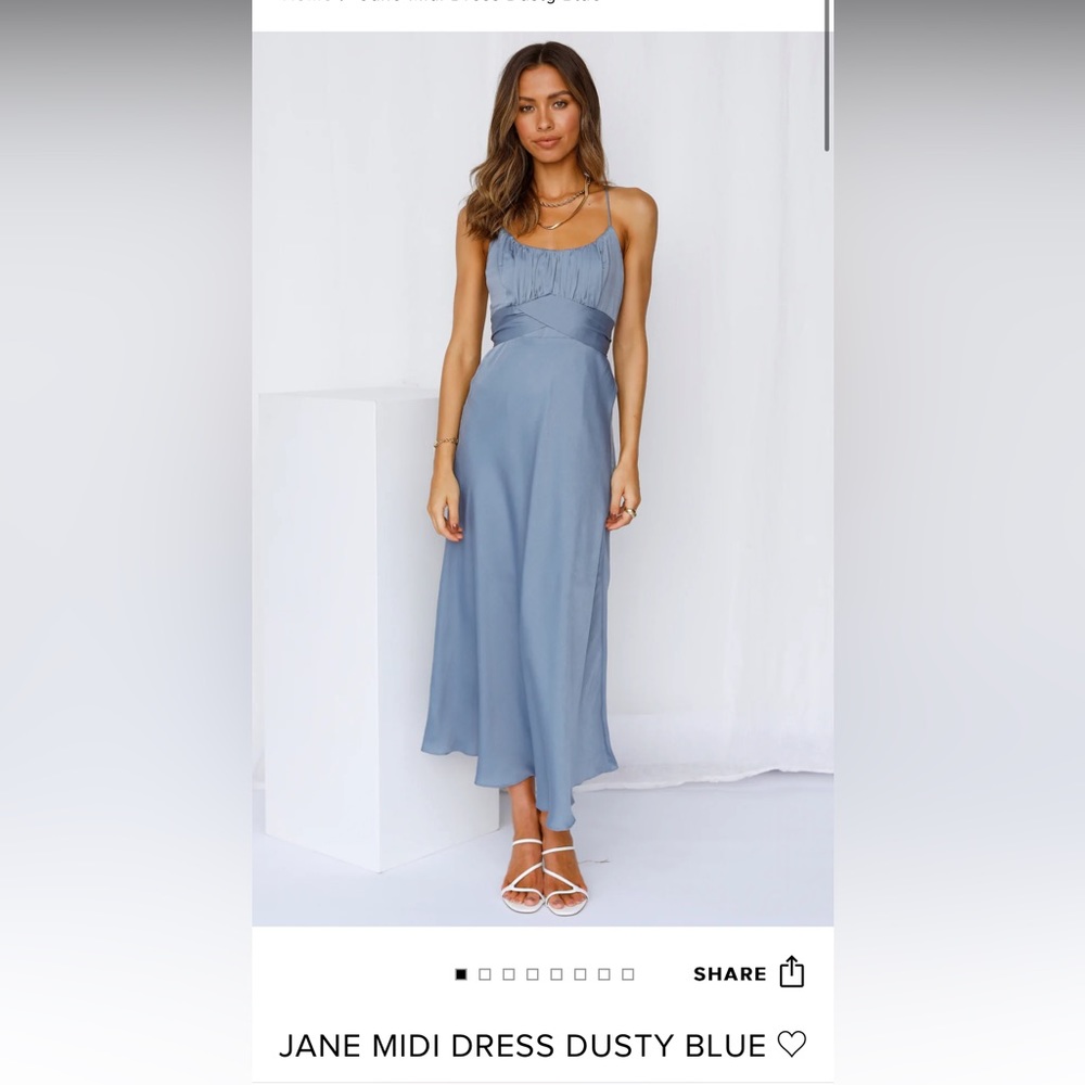 Hello Molly Dusty Blue Midi Dress - Gem